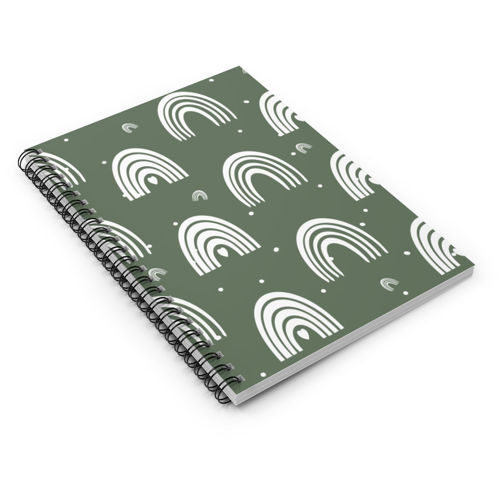 Olive Green Boho Rainbow Spiral Lined Notebook – Sweet Summer Designs