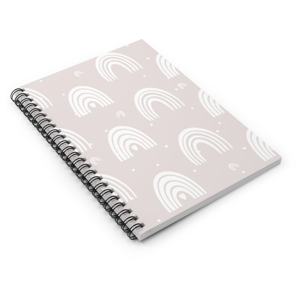Soft Pink Boho Rainbow Spiral Lined Notebook – Sweet Summer Designs