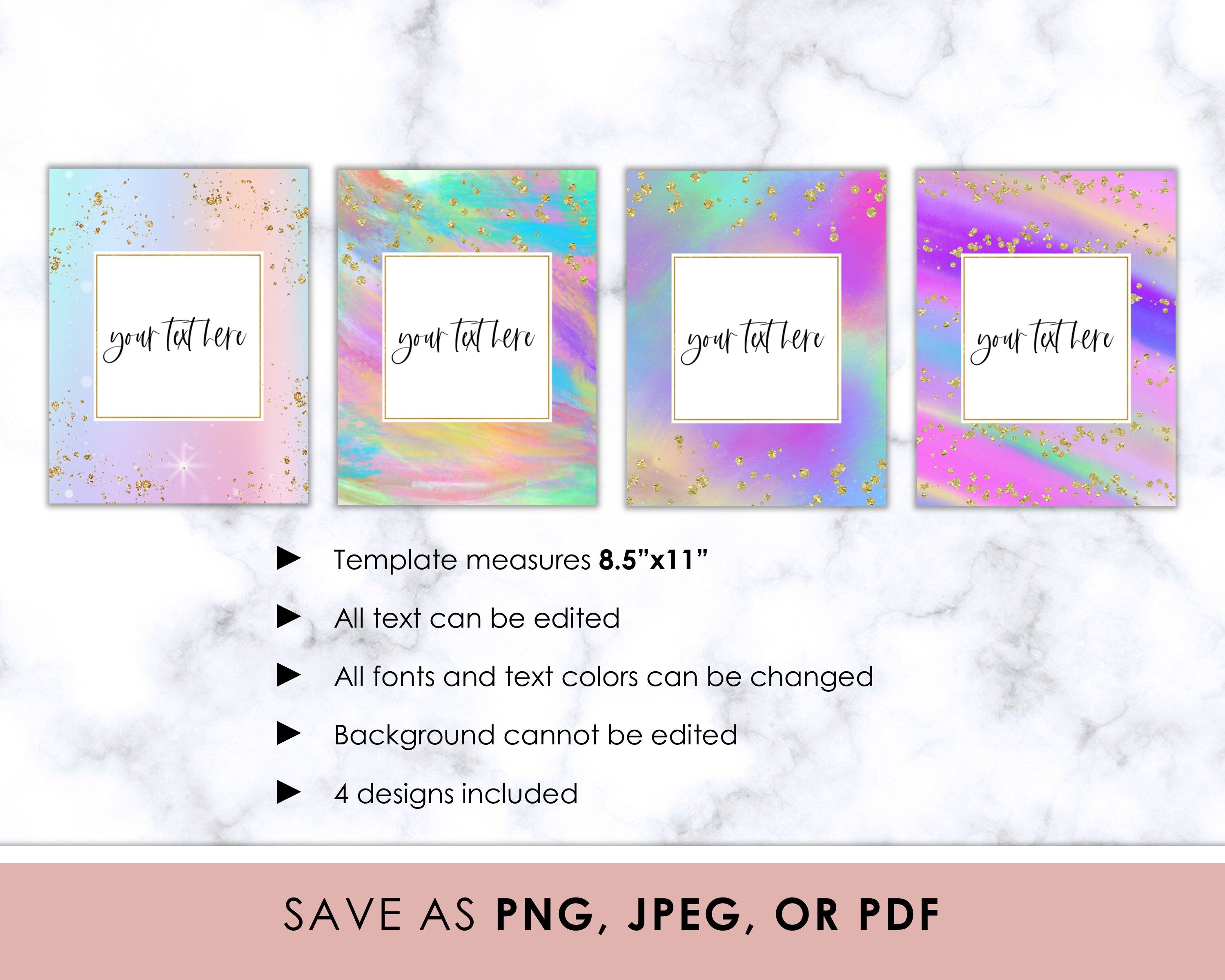 Binder Covers - Editable - Unicorn Glitter – Sweet Summer Designs