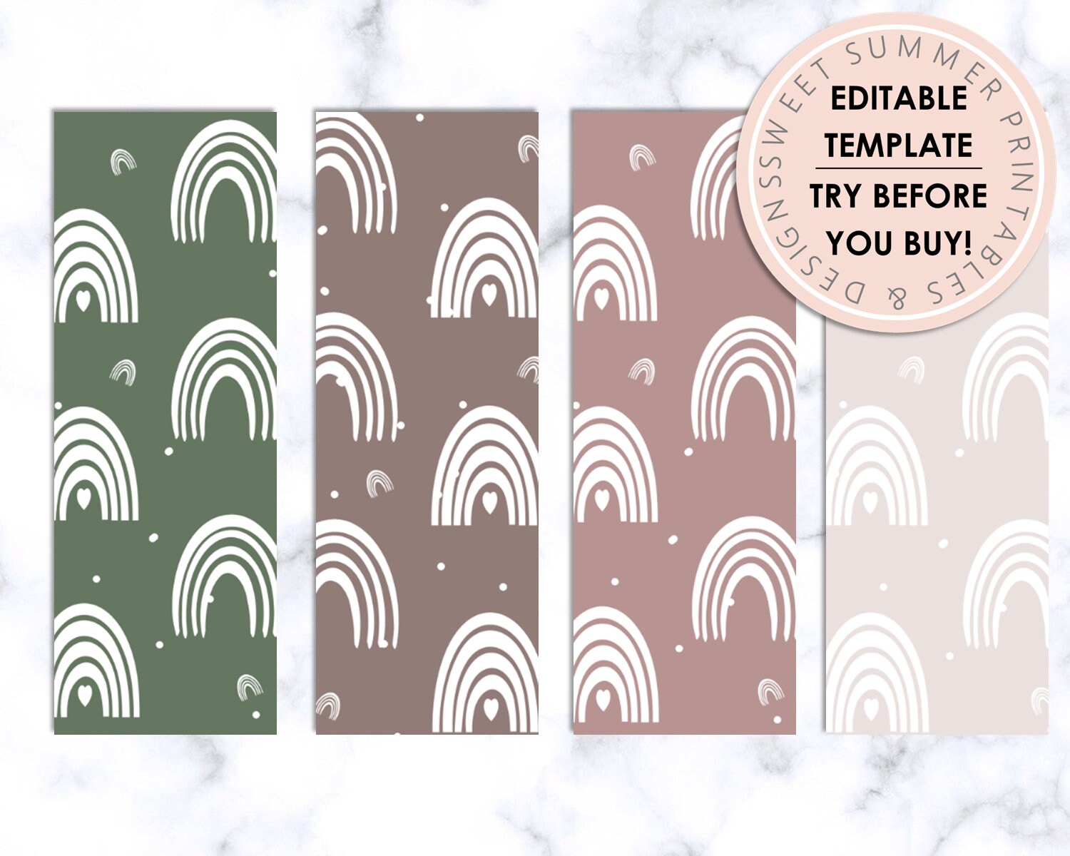 Bookmarks - Editable - Boho Rainbow – Sweet Summer Designs