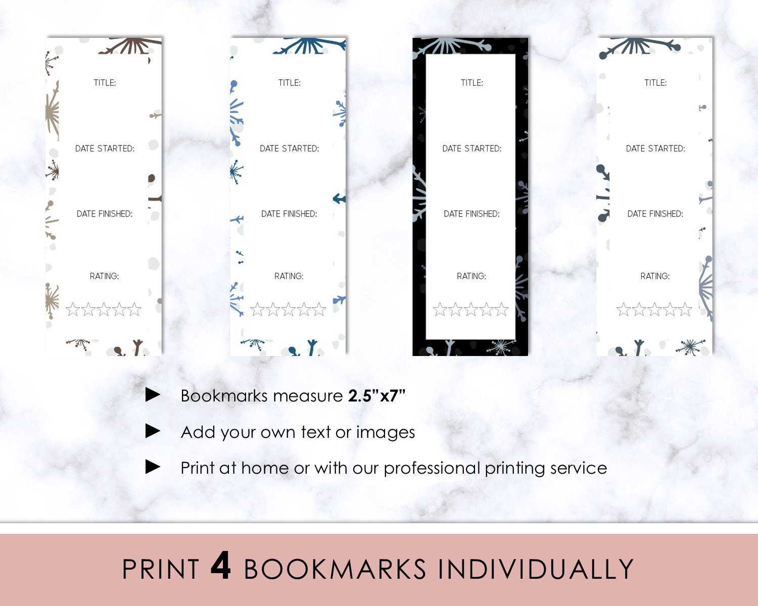 Bookmarks - Editable - Snowflake Book Review – Sweet Summer Designs