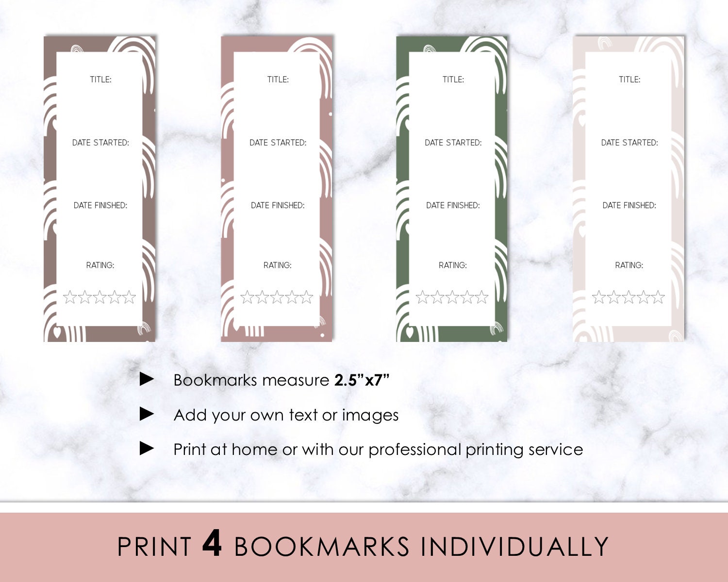 Bookmarks - Editable - Boho Rainbow Book Review – Sweet Summer Designs