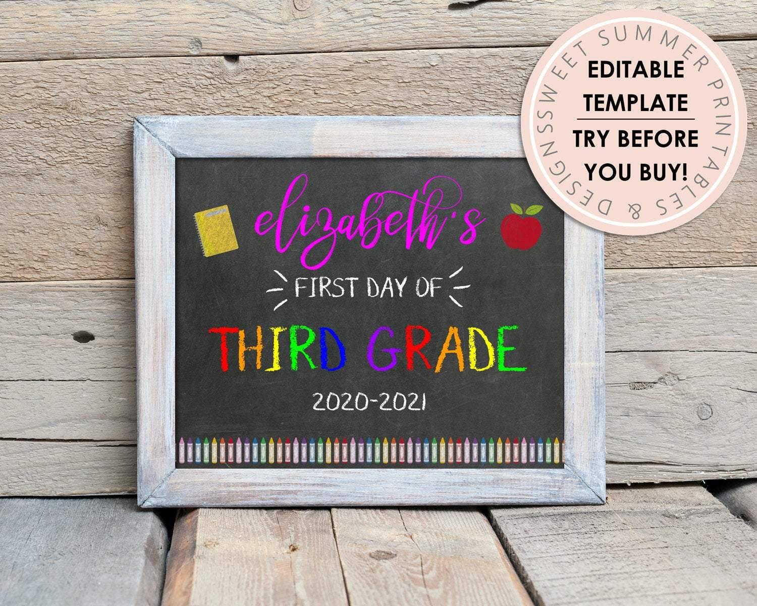 First Day of School Sign - 3rd Grade – Sweet Summer Designs