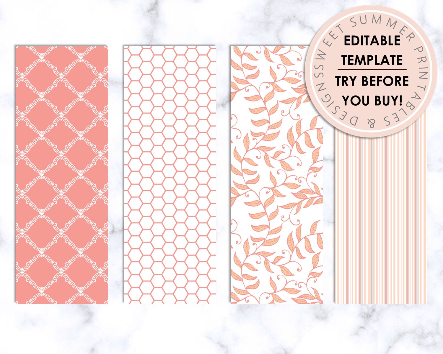 Bookmarks - Editable - Peachy – Sweet Summer Designs
