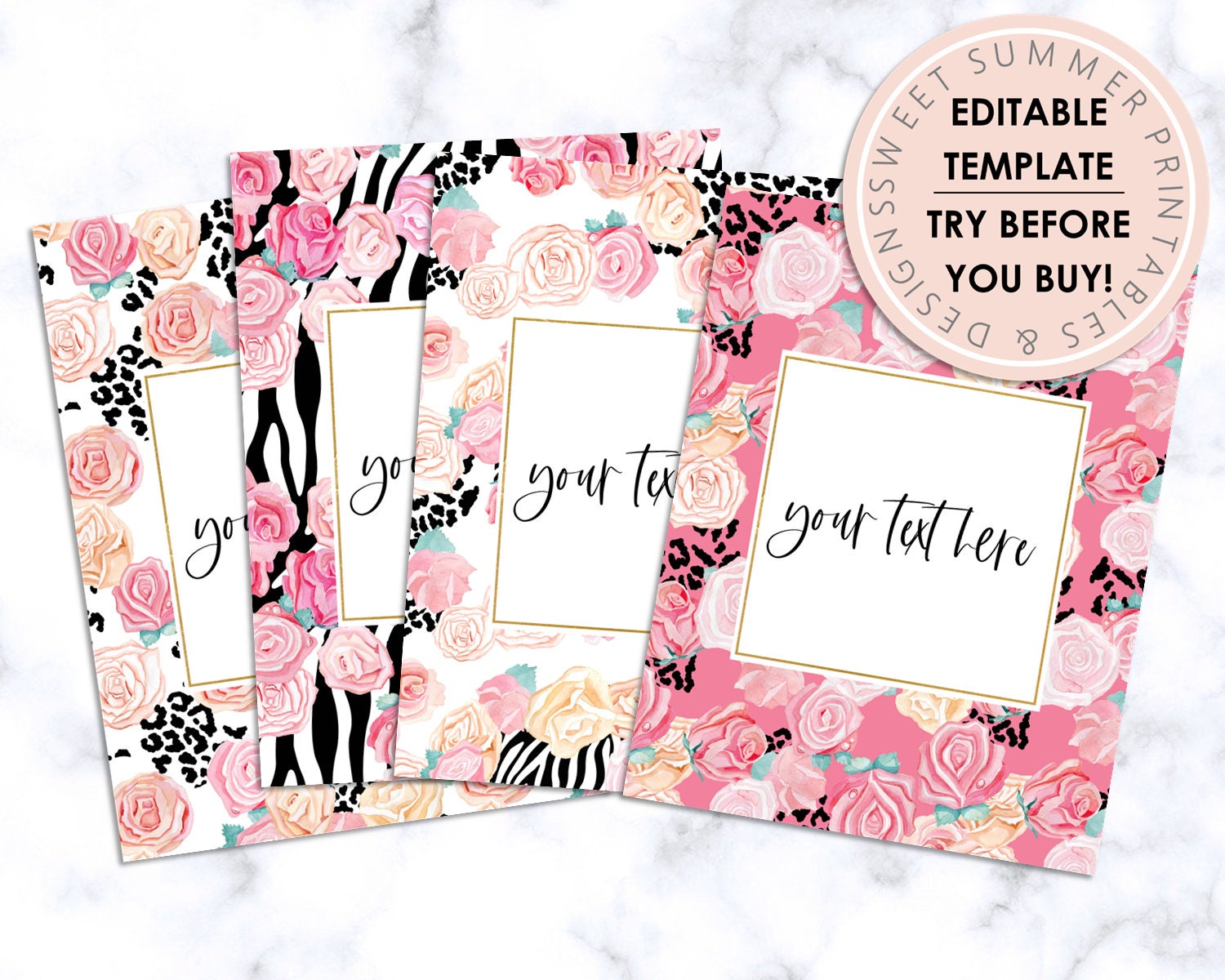 Binder Covers - Editable - Animal Print Floral – Sweet Summer Designs